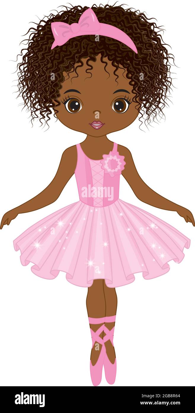 Beautiful Teen African American Ballerina Wearing Pink Tutu Dress and ...