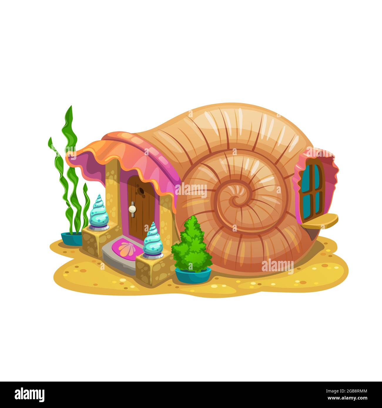 Fairy snail shell house or dwelling of sorceress or sea mermaid. Vector ...