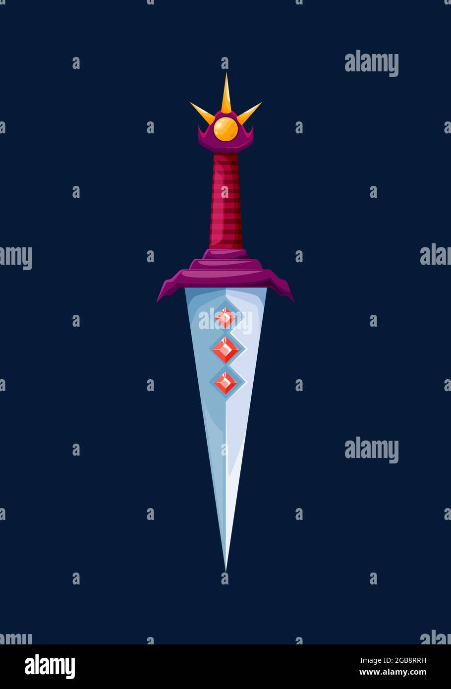 Magical wizard steel dagger blade. Medieval vector knight magic sword ...