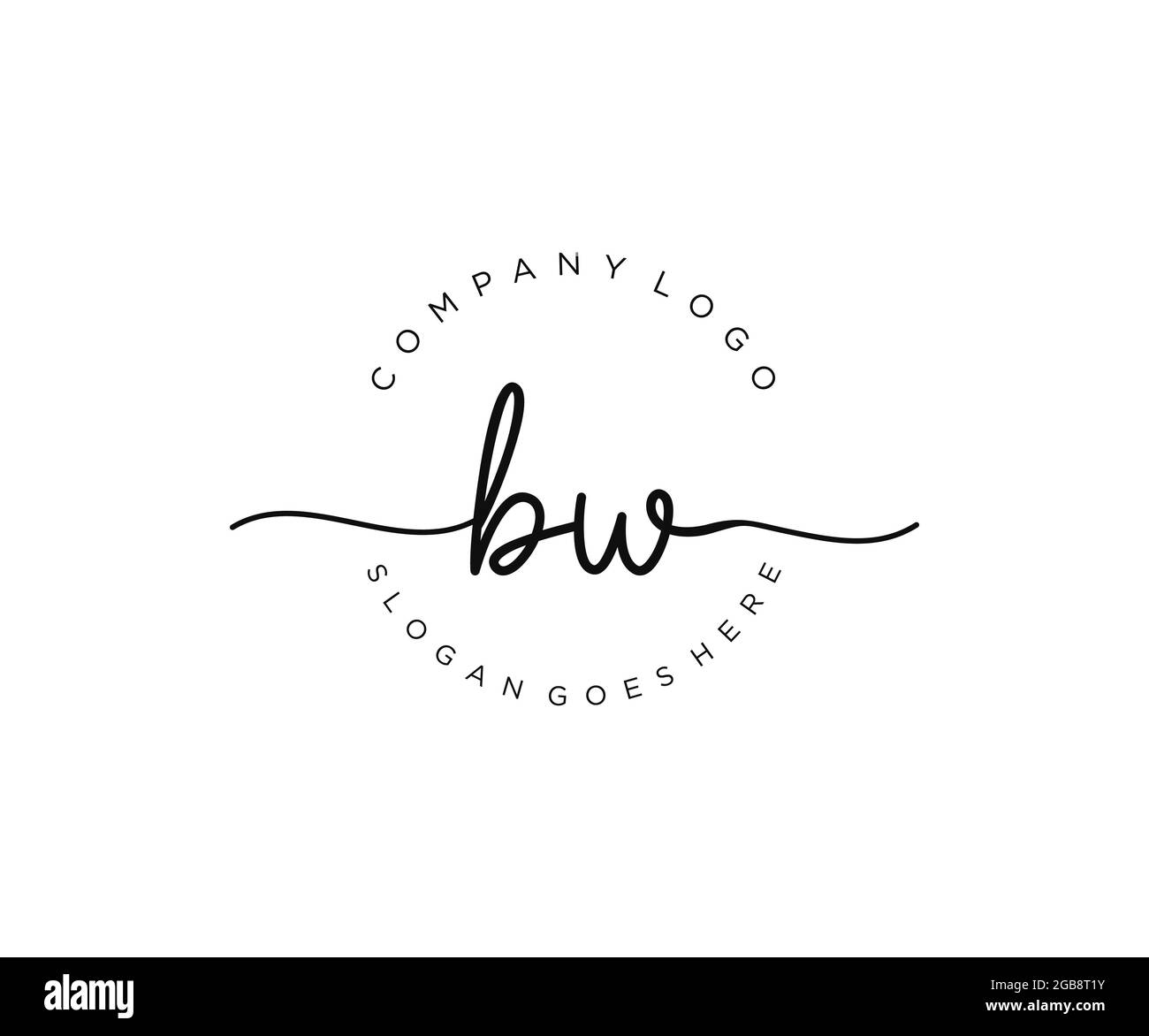 BW Feminine logo beauty monogram and elegant logo design, handwriting ...