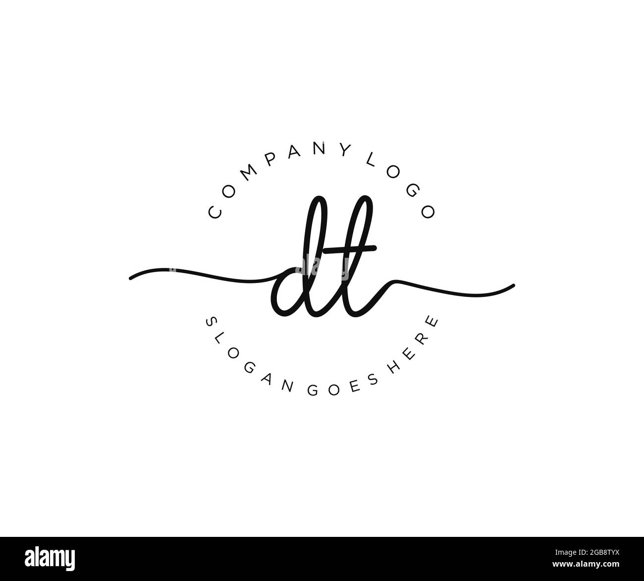 DT Feminine logo beauty monogram and elegant logo design, handwriting logo of initial signature ...
