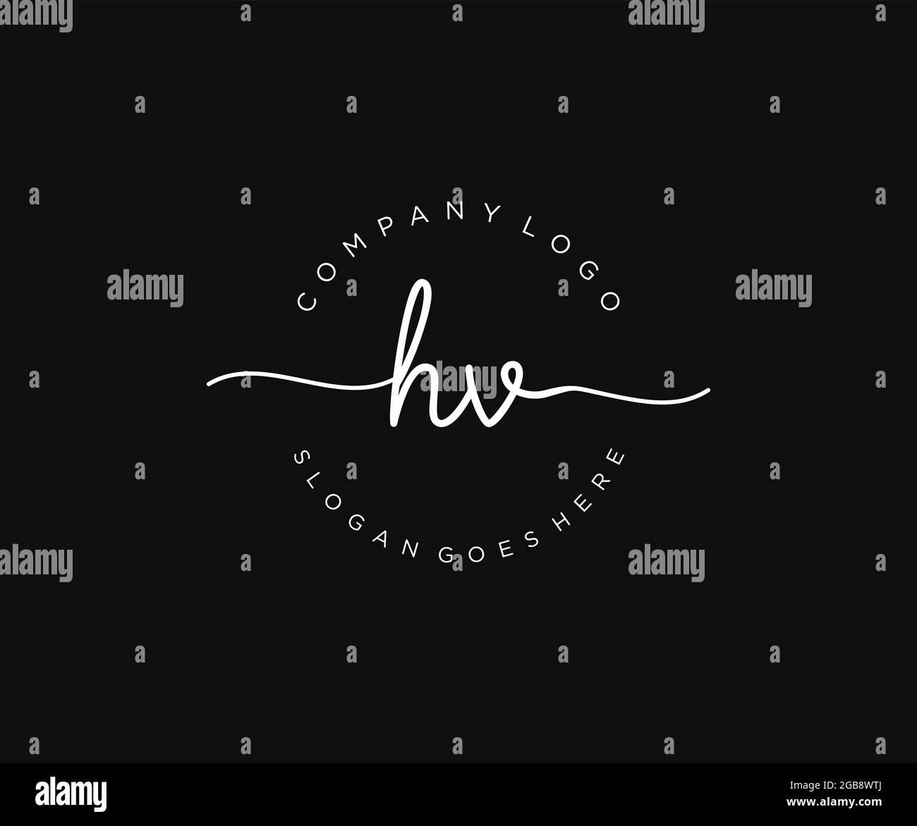 HV Feminine logo beauty monogram and elegant logo design, handwriting logo of initial signature ...