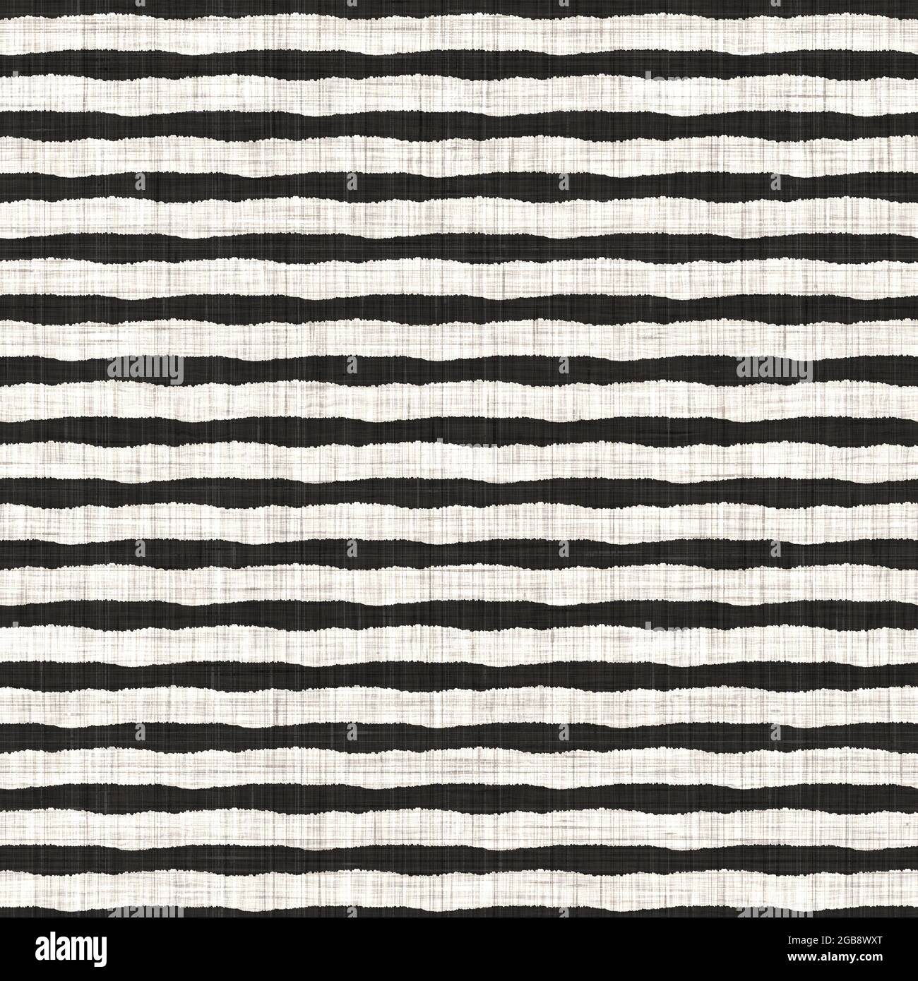 Seamless black white woven cloth stripe linen texture. Two tone ...