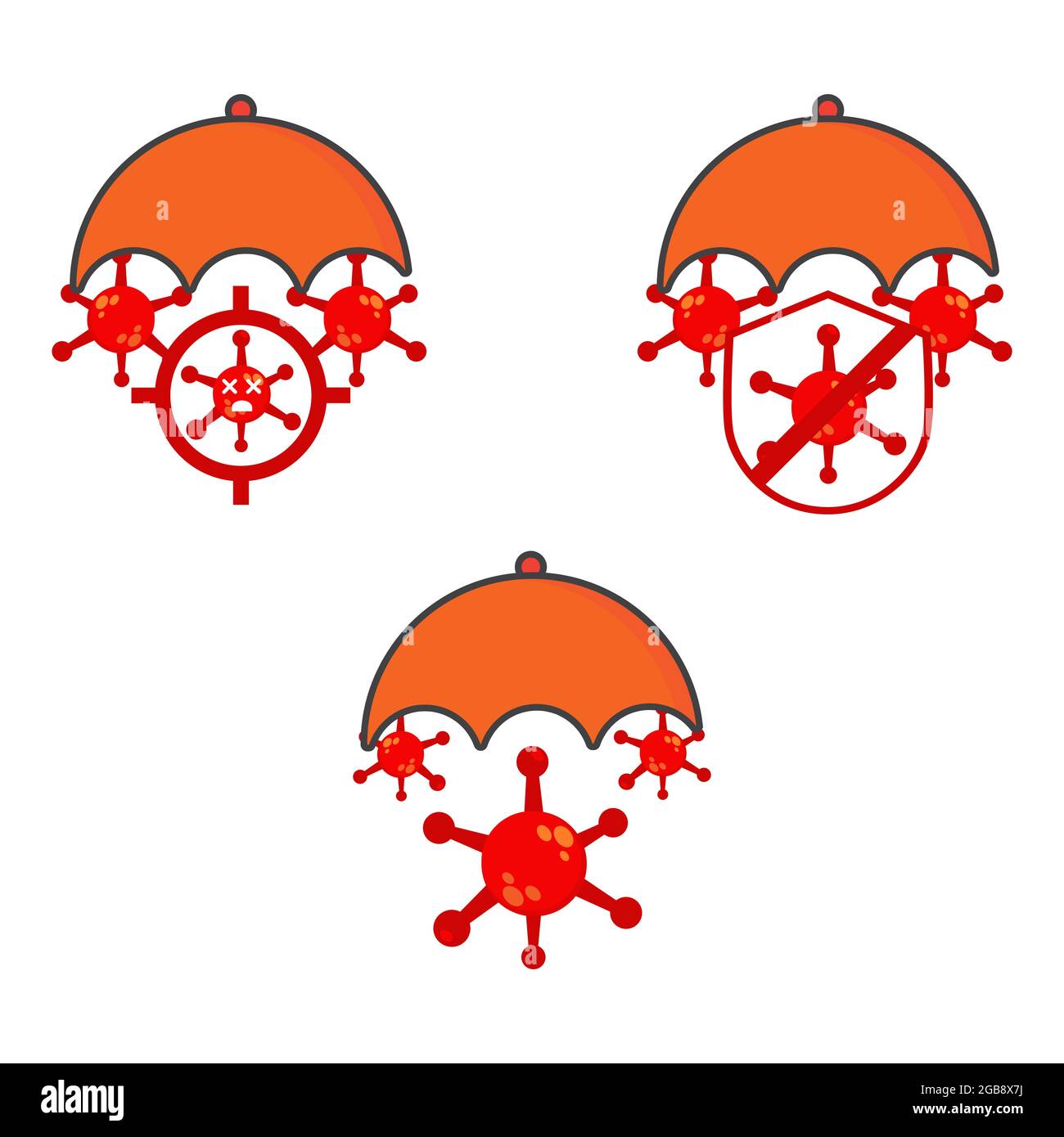 virus with umbrella illustration design. security warning illustration ...