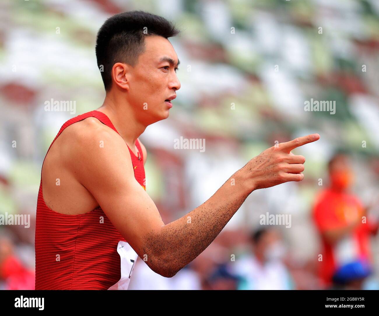 Tokyo, Japan. 3rd Aug, 2021. Zhu Yaming of China reacts during the men ...