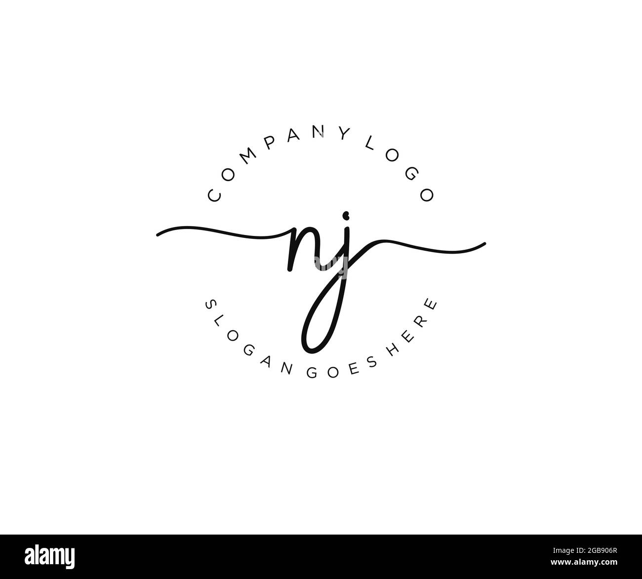 NJ Feminine logo beauty monogram and elegant logo design, handwriting logo of initial signature ...