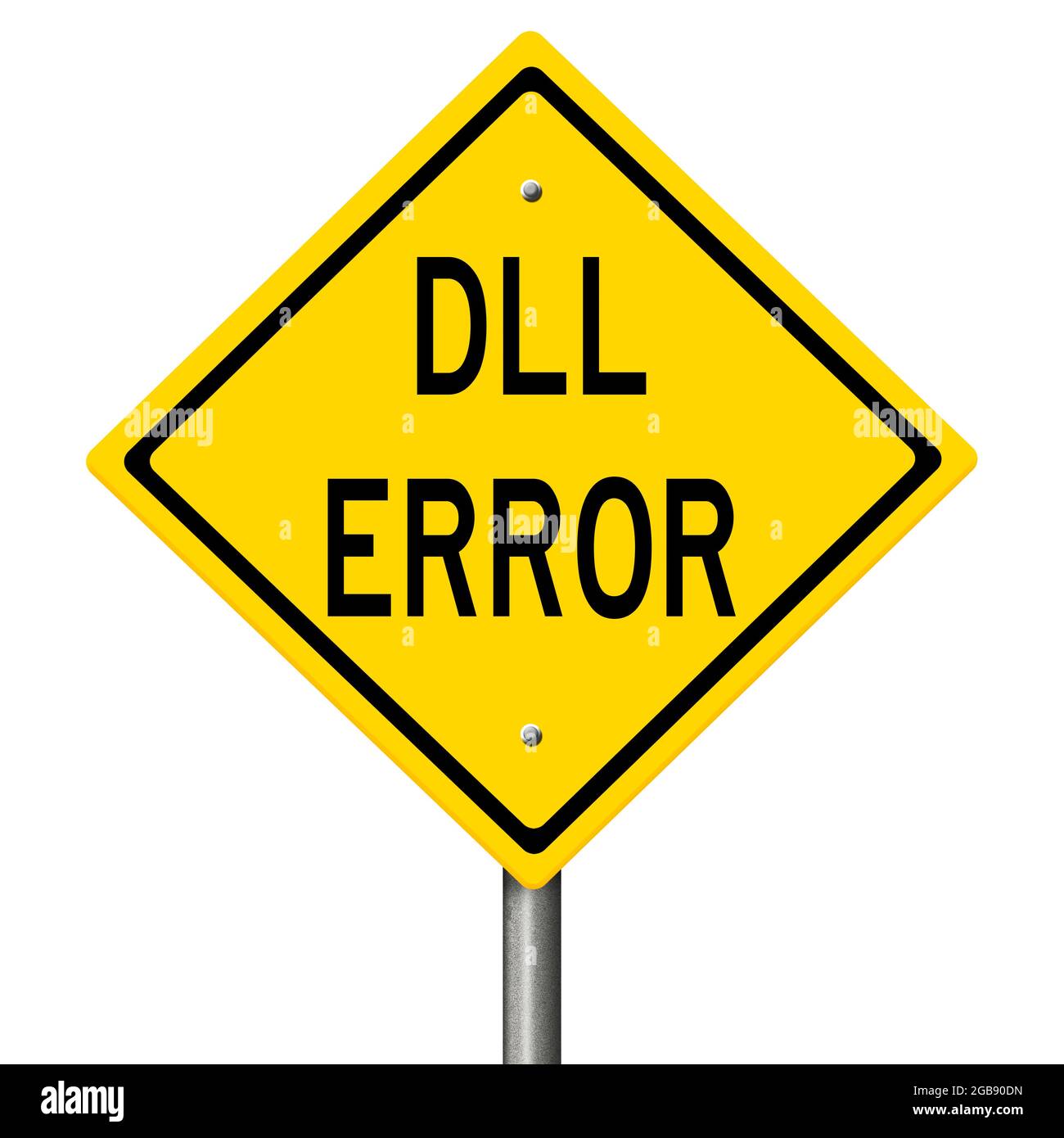 Rendered yellow highway sign illustrating a computer error message ...