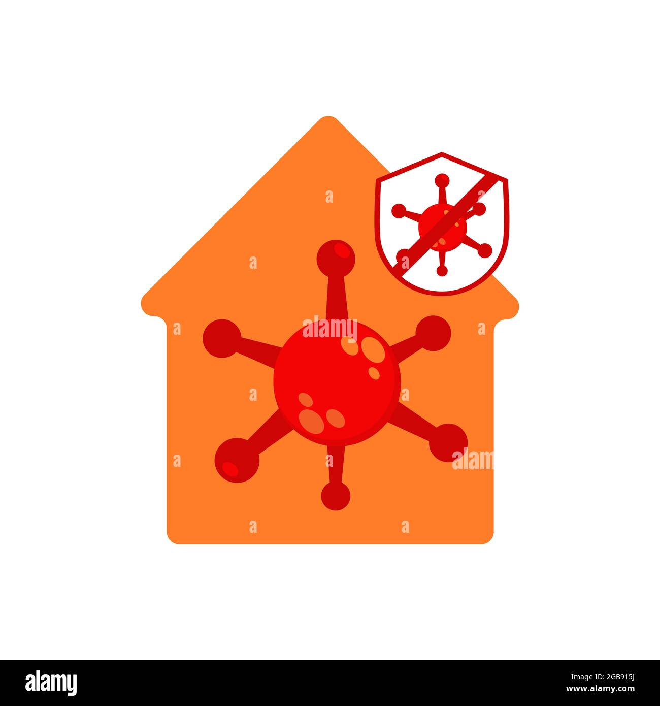 home with virus and shield illustration design. pandemic virus ...