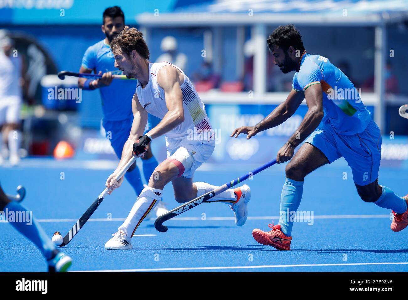 TOKYO, JAPAN - AUGUST 3: Antoine Kina of Belgium, Surender Kumar of ...