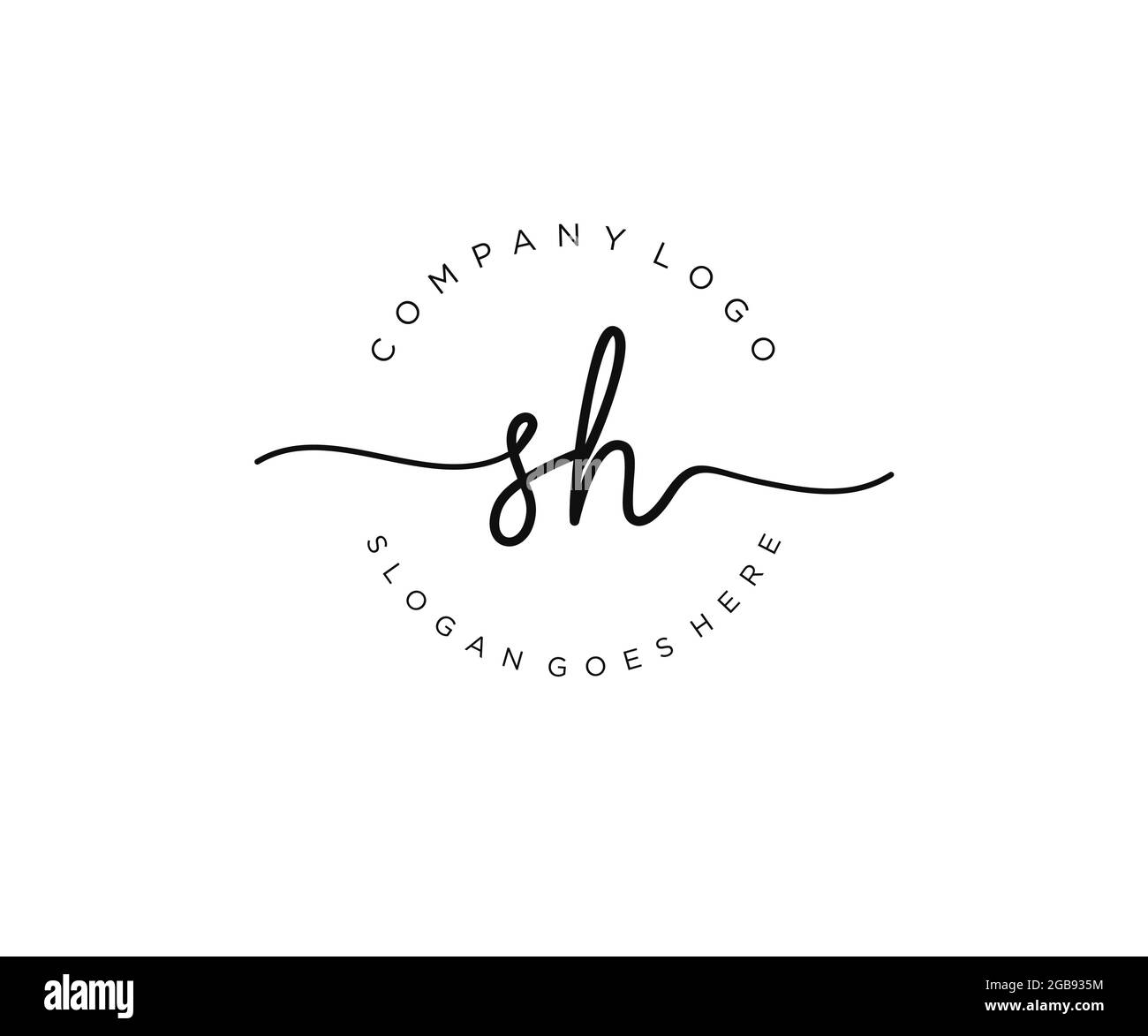 SH Feminine logo beauty monogram and elegant logo design, handwriting logo of initial signature ...