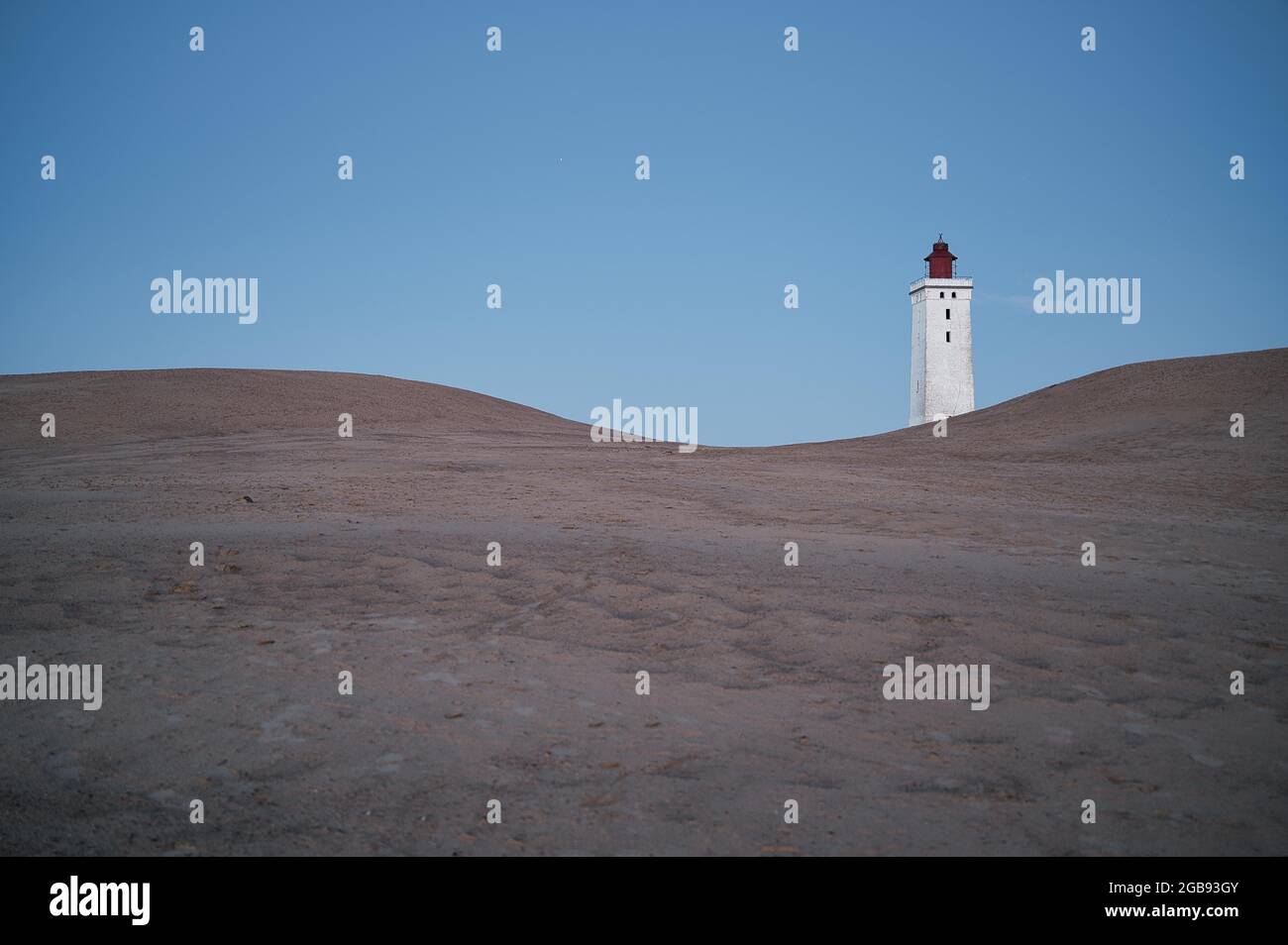 Dunes and lighthouse, blue hour, Rubjerg Knude, between Lonstrup and ...