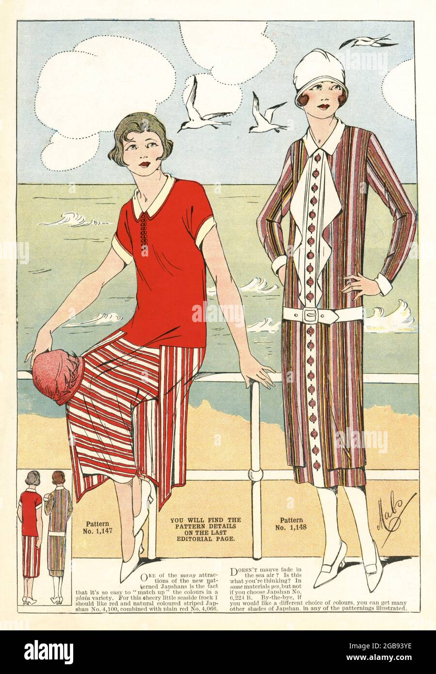 Seaside frocks 1925, Historical advertising poster Stock Photo - Alamy