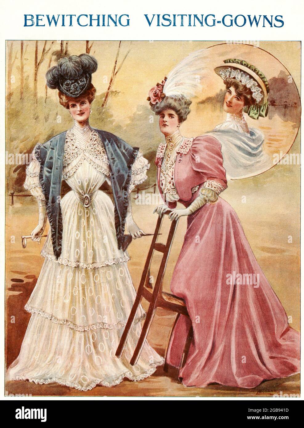 Edwardian fashion plate circa 1910, Historical advertising poster Stock ...
