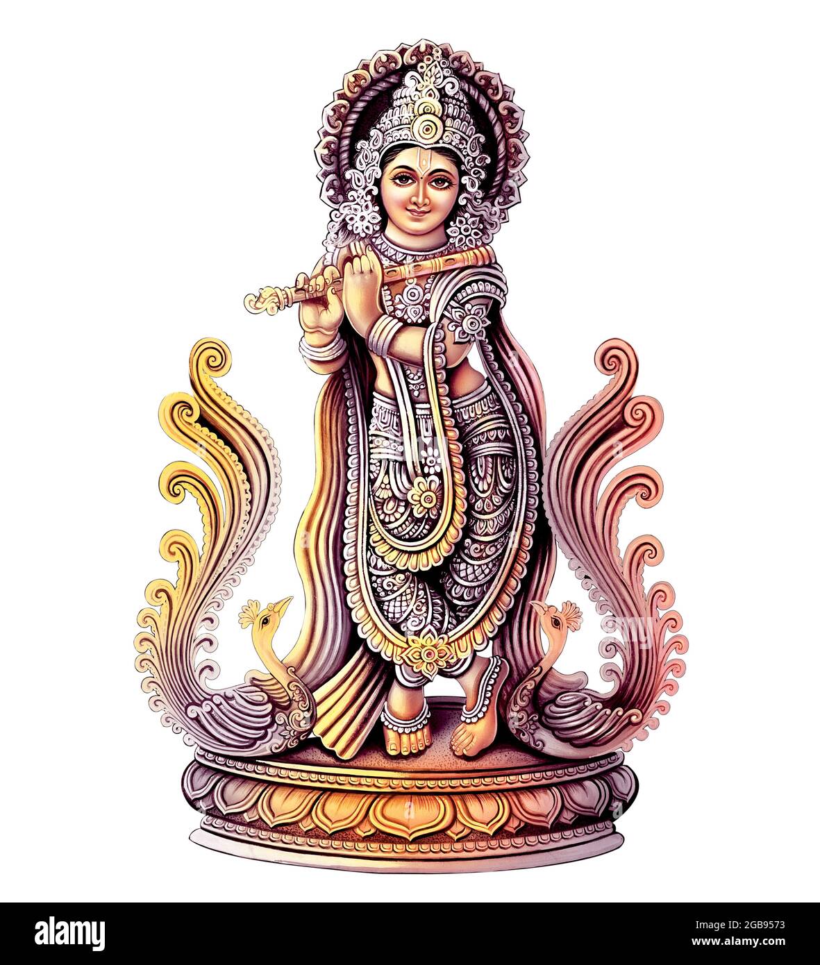 Indian God Lord Krishna with his flute making magical tunes Stock Photo ...