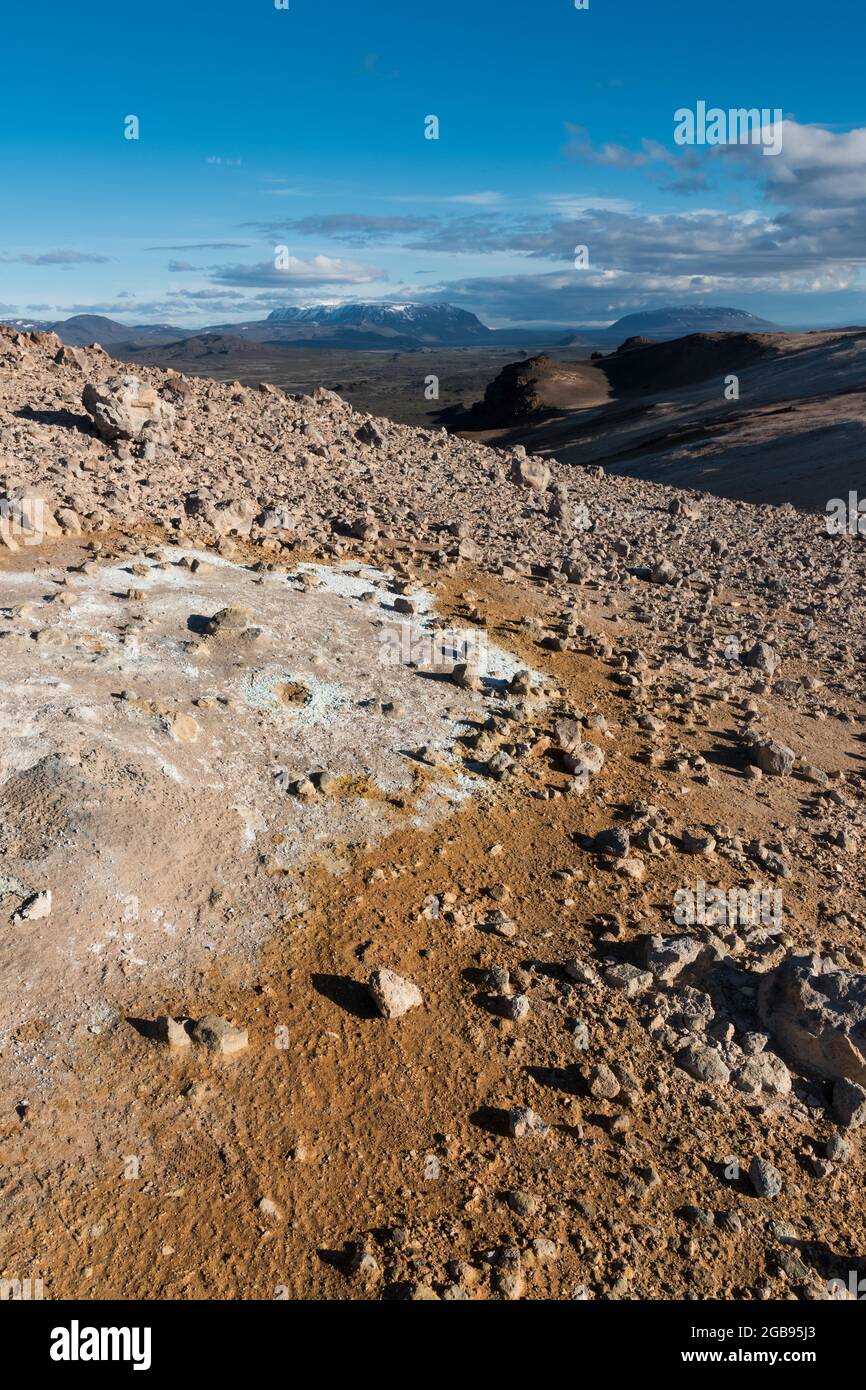 Sulphur deposits, volcanic rock, Namafjall, Myvatn or Myvatn, Krafla ...
