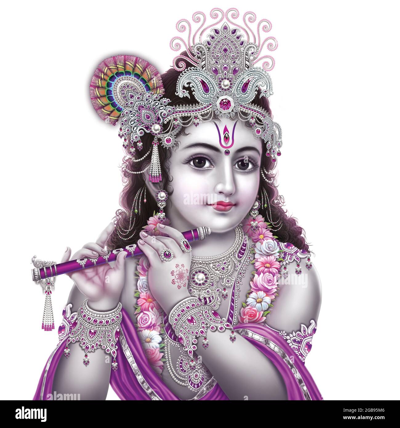 Indian God Lord Krishna with his flute making magical tunes Stock Photo ...