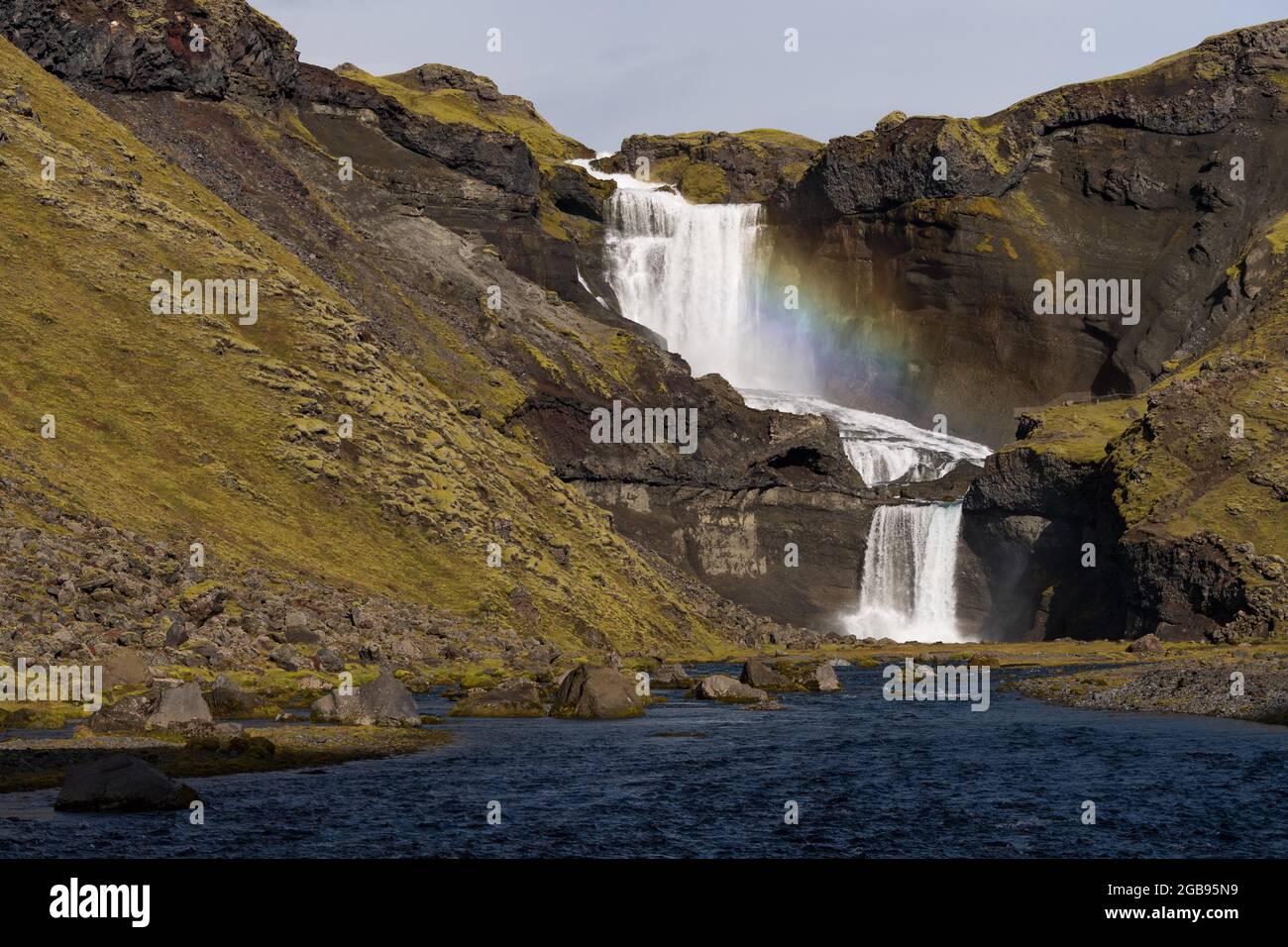 Ofaerufoss waterfall, Eldgja or Eldgja fire gorge, Skaftarhreppur ...
