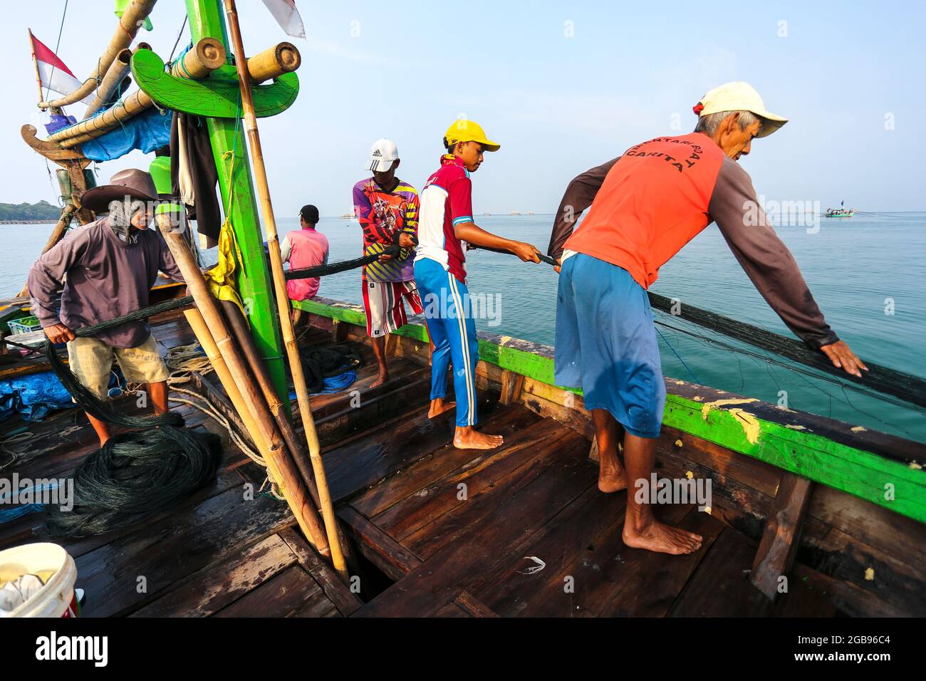 Traditional fisherman using a traditional boat at West Java of ...