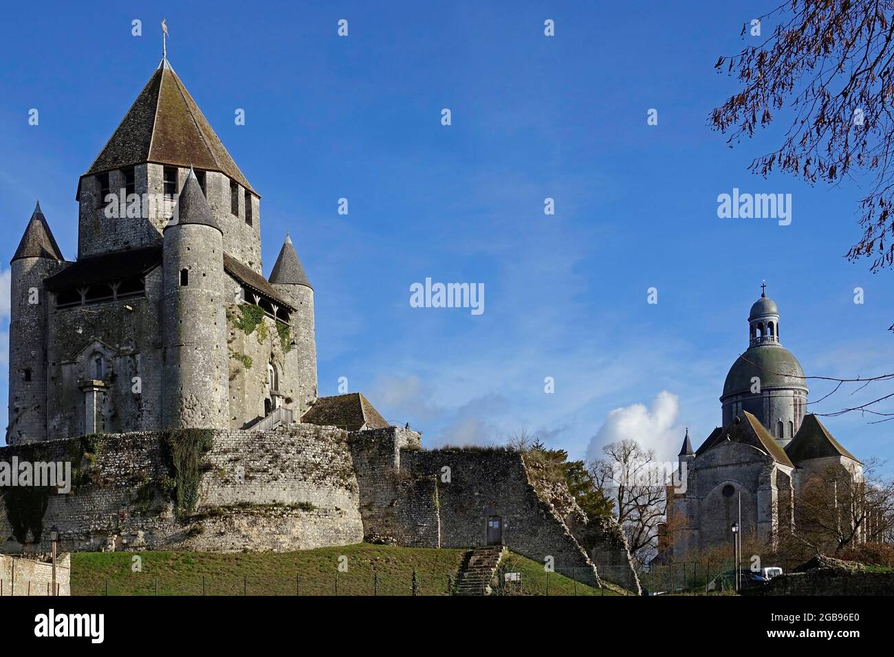 Tour Cesar, Caesar's Tower, the only octagonal donjon on a quadrangular ...