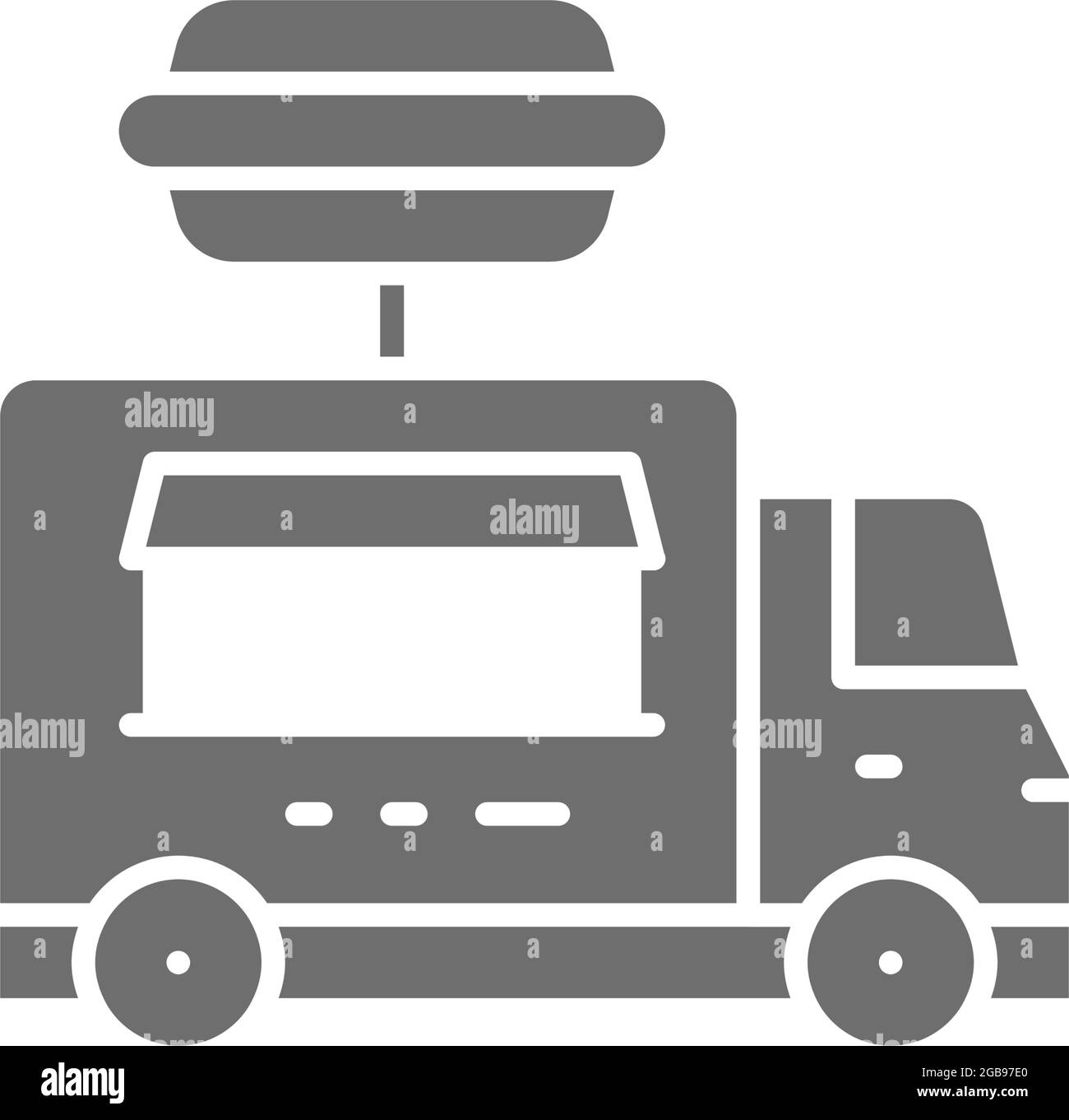 Burgers truck, fast food vehicle gray icon Stock Vector Image & Art - Alamy