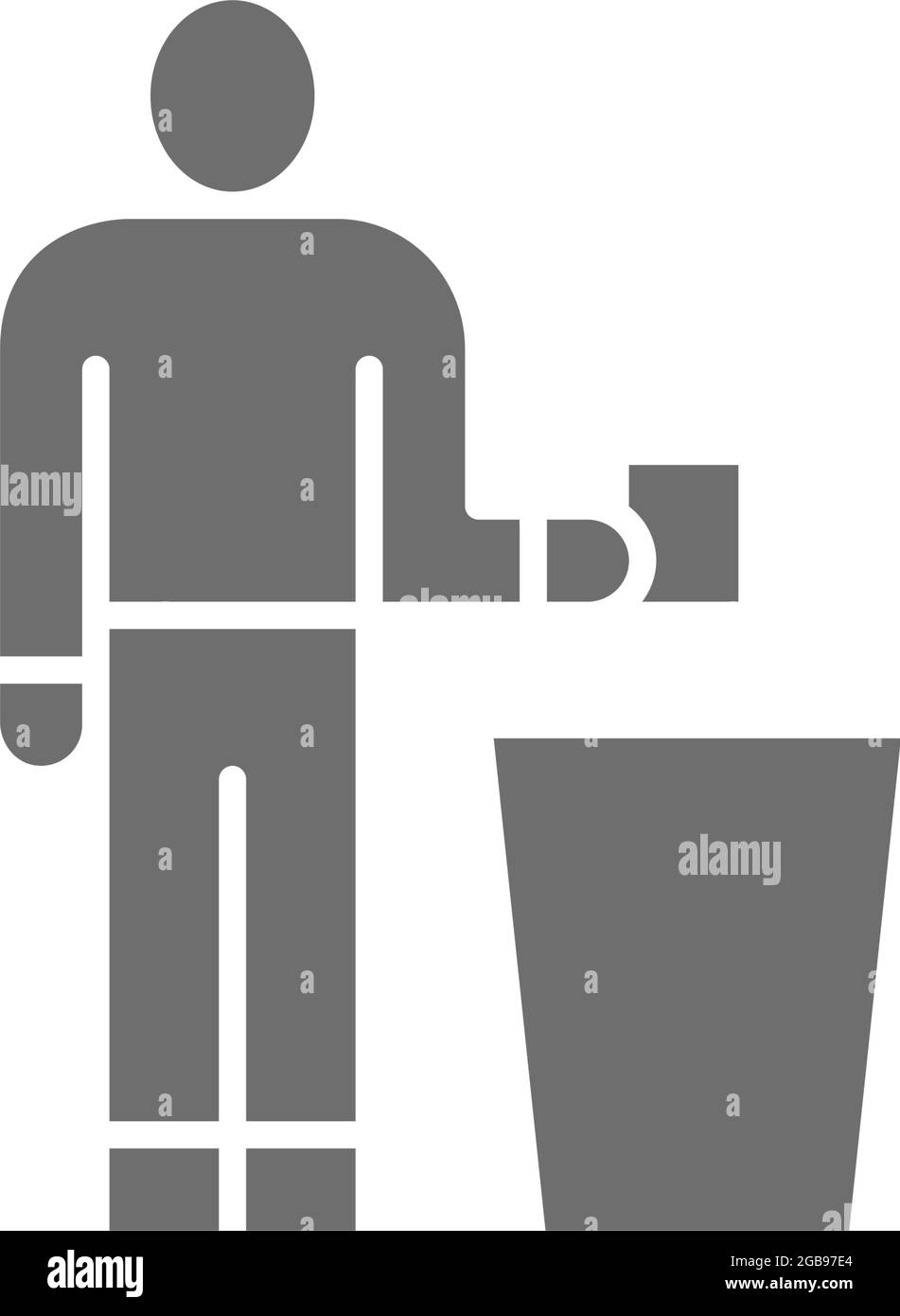 Man throwing out garbage, trash gray icon Stock Vector Image & Art - Alamy