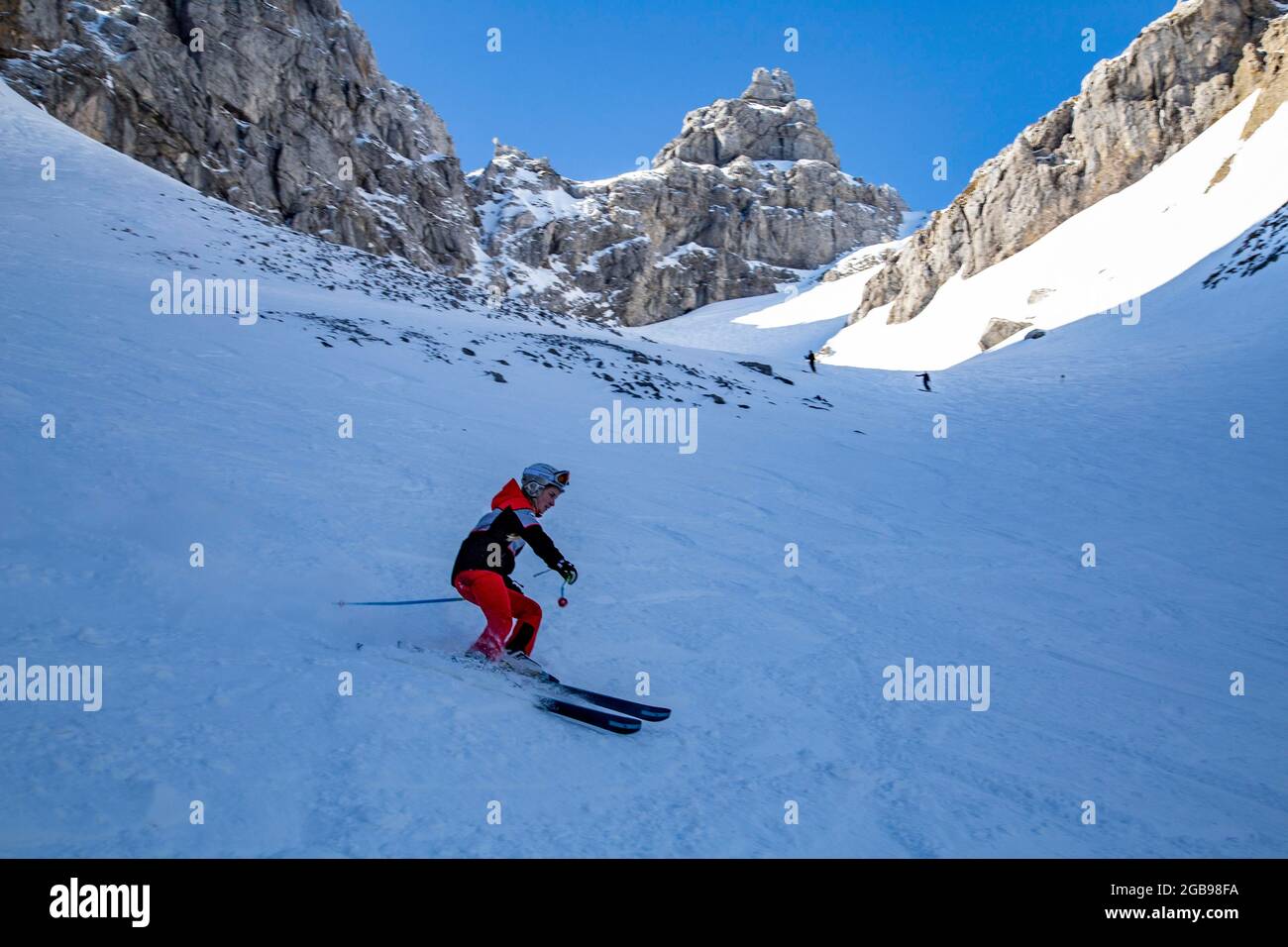 Germany's longest ski run through the unprepared Dammkar, Mittenwald ...