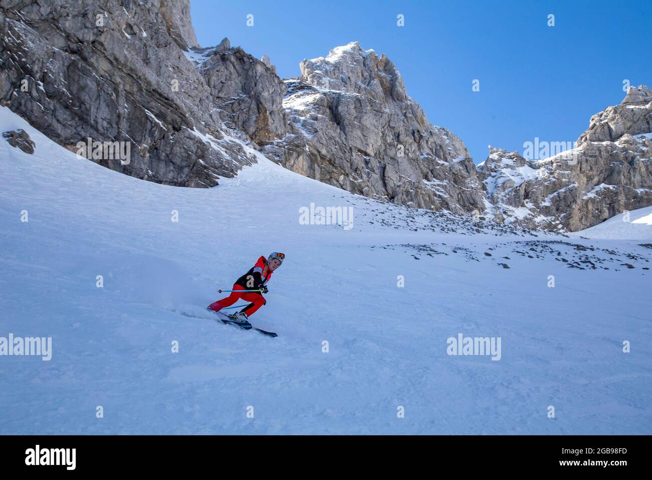 Germany's longest ski run through the unprepared Dammkar, Mittenwald ...