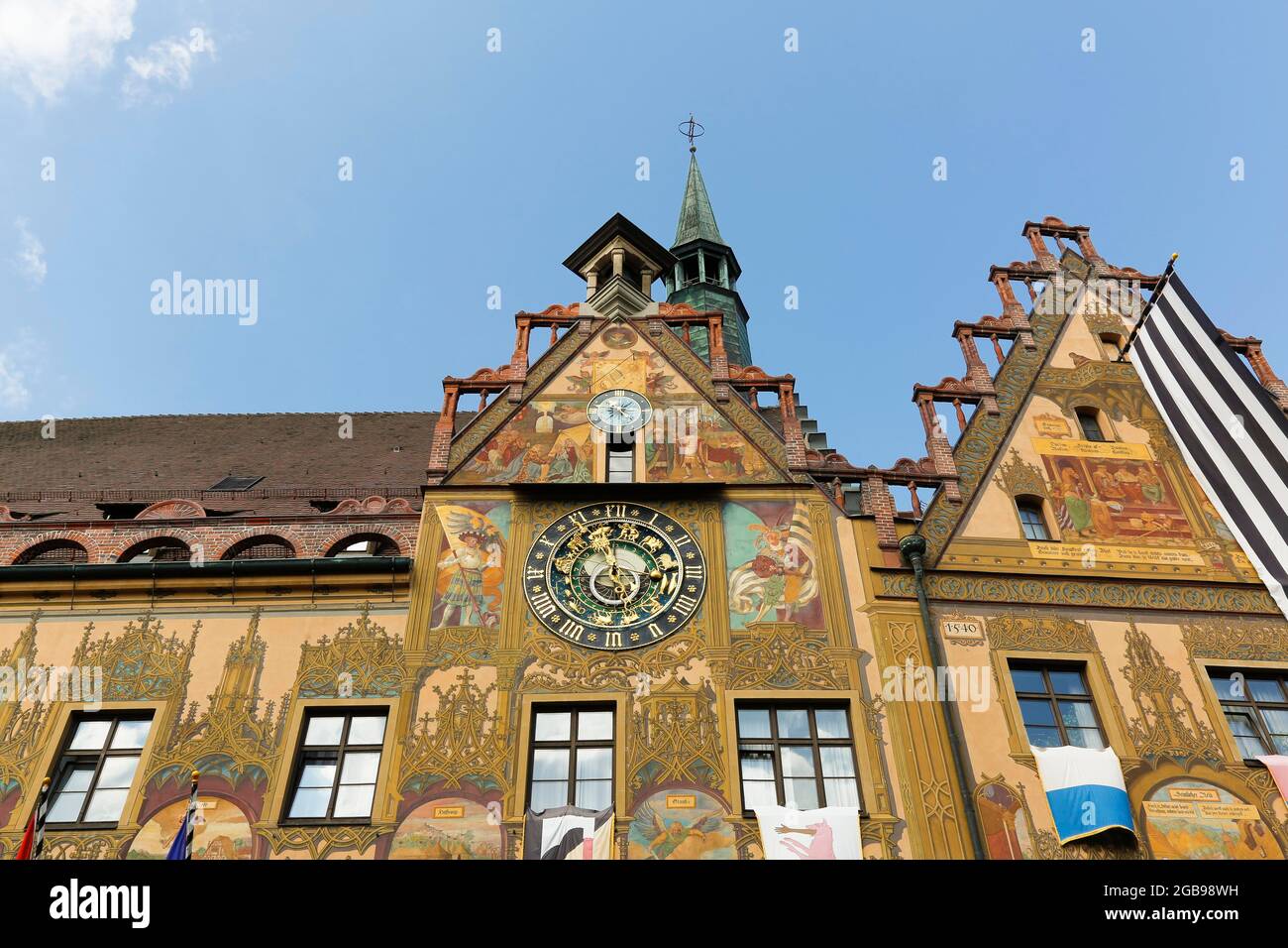 Richly decorated astronomical clock with signs of the zodiac on the ...