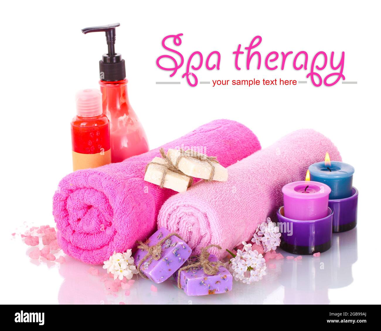 Beautiful spa setting isolated on white Stock Photo - Alamy