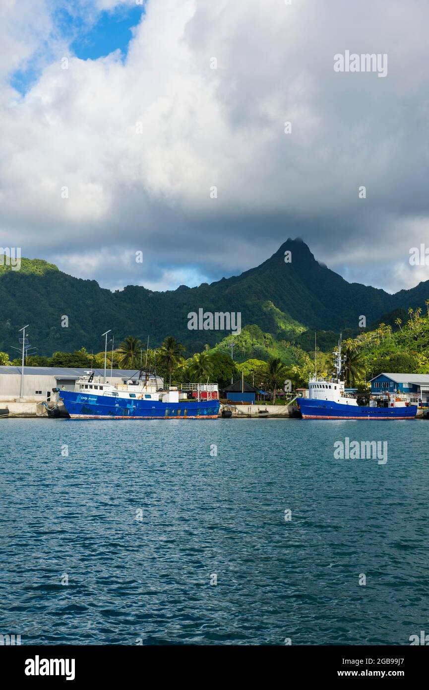 Fishing harbour of Avarua, capital of Rarotonga, Rartonga and the Cook ...