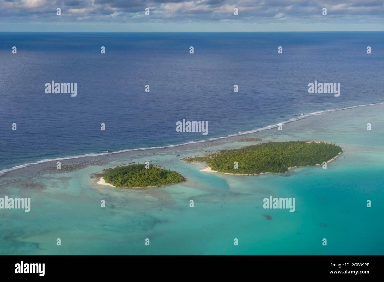 Aerial of Aitutaki lagoon, Rarotonga and the Cook islands Stock Photo ...