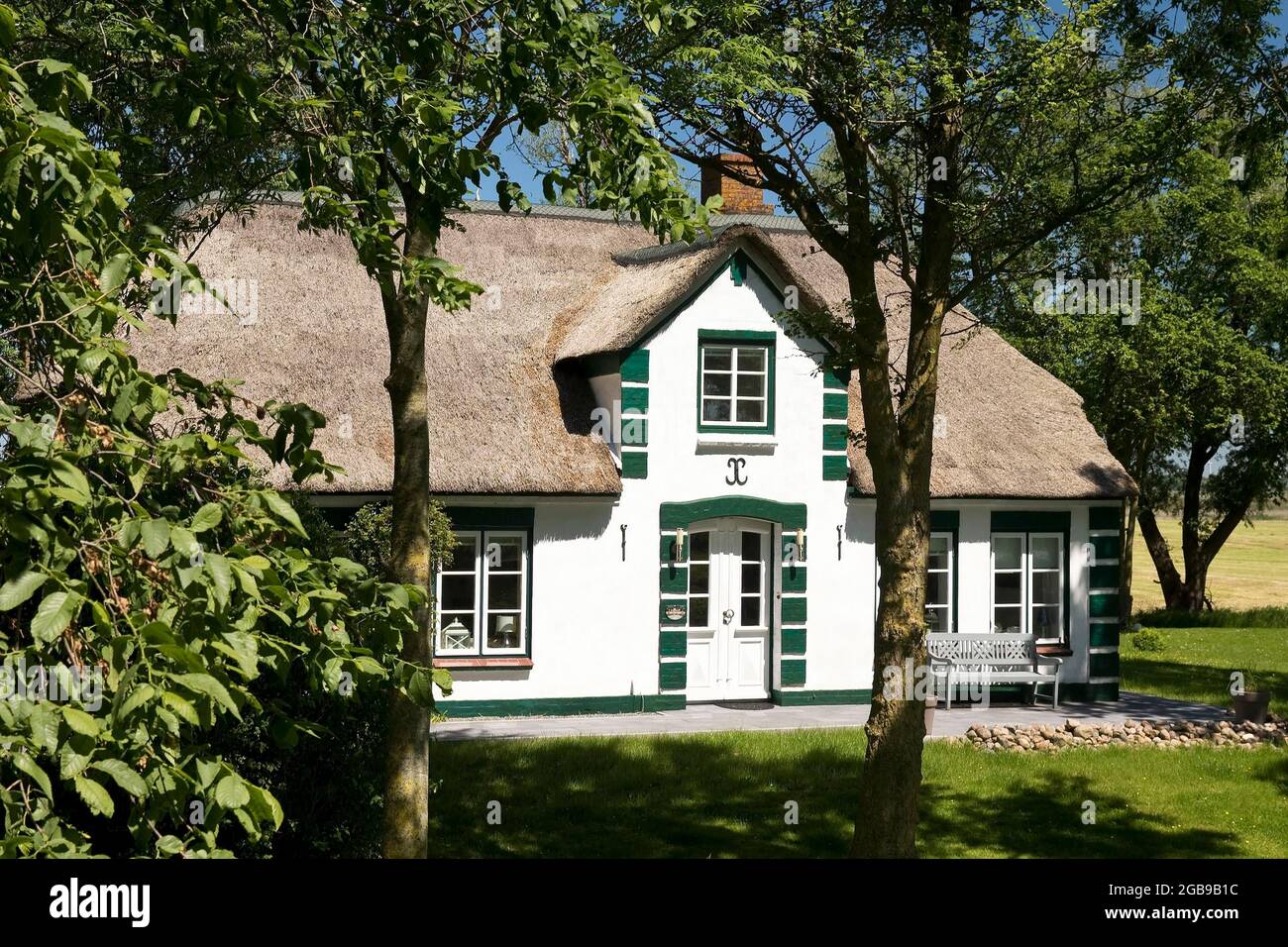 Thatched roof house, Frisian house, Eiderstedt, North Frisia, Schleswig ...