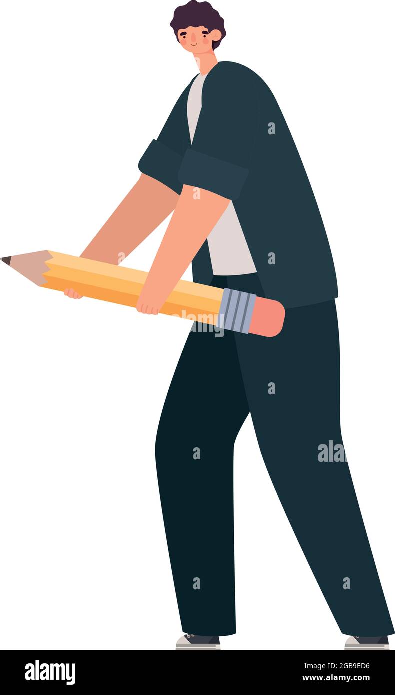 man carrying pencil Stock Vector Image & Art - Alamy