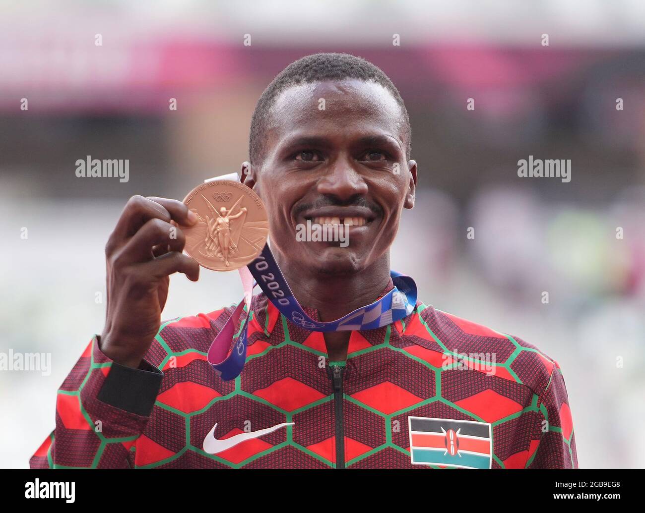 Tokyo, Japan. 3rd Aug, 2021. Bronze medalist Benjamin Kigen of Kenya ...