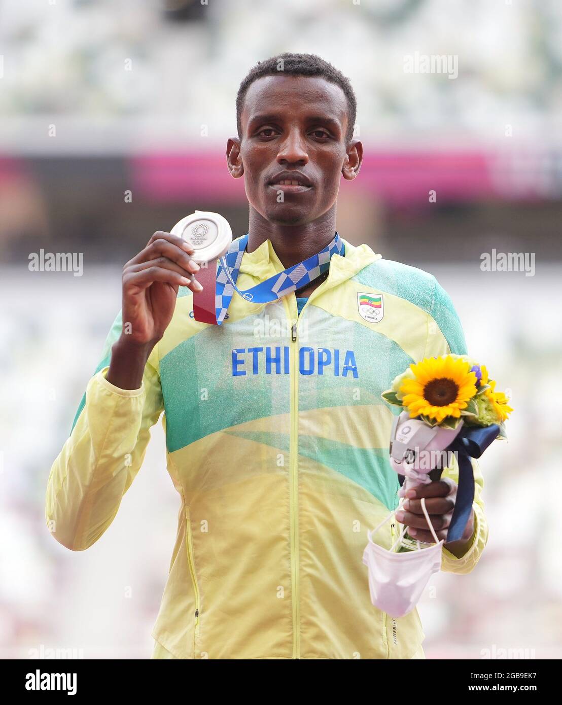 Tokyo, Japan. 3rd Aug, 2021. Silver medalist Lamecha Girma of Ethiopia ...