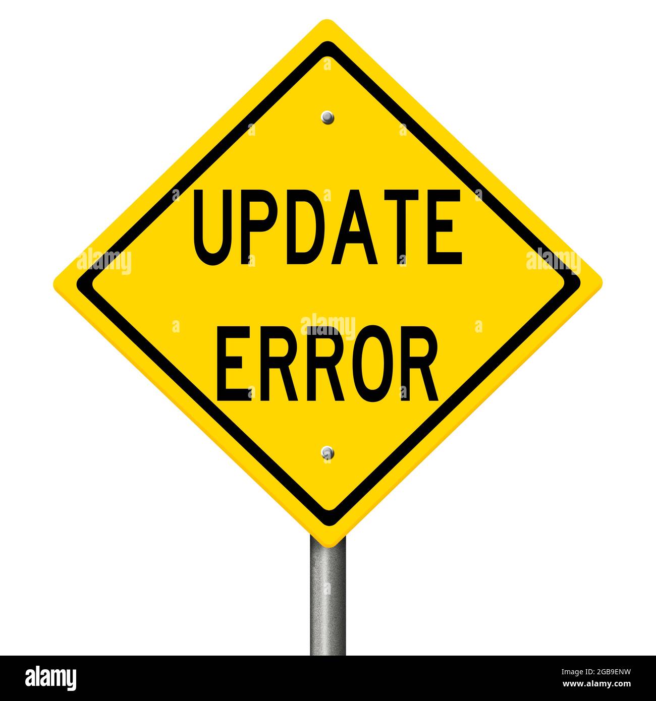 Rendered yellow highway sign illustrating a computer error message ...