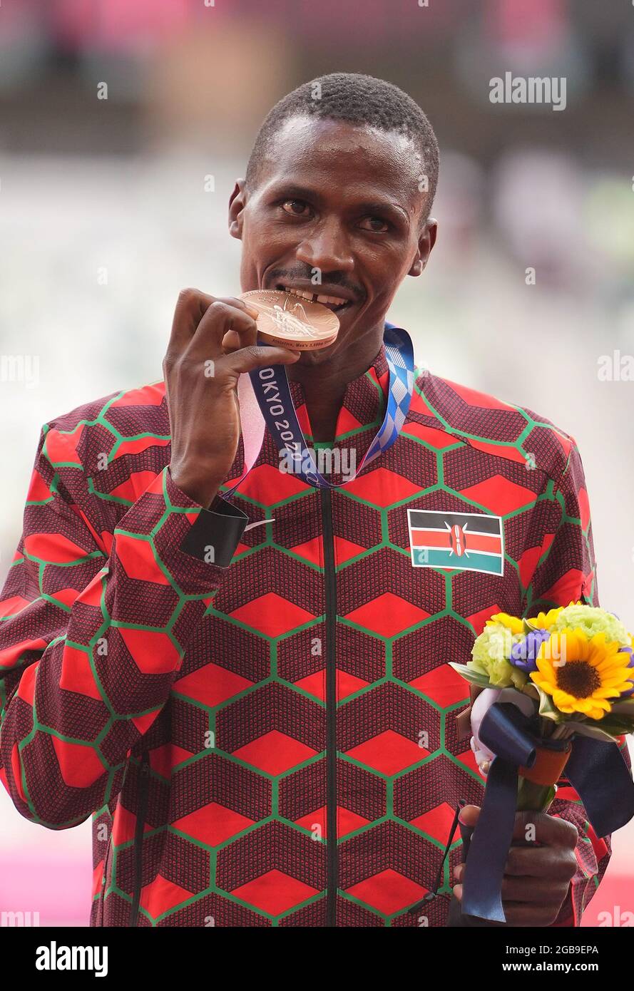Tokyo, Japan. 3rd Aug, 2021. Bronze medalist Benjamin Kigen of Kenya ...