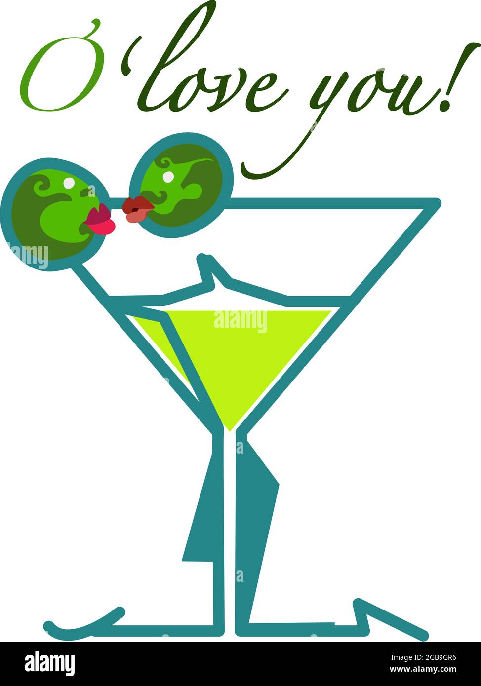 Green cocktail in martini Stock Vector Images - Alamy