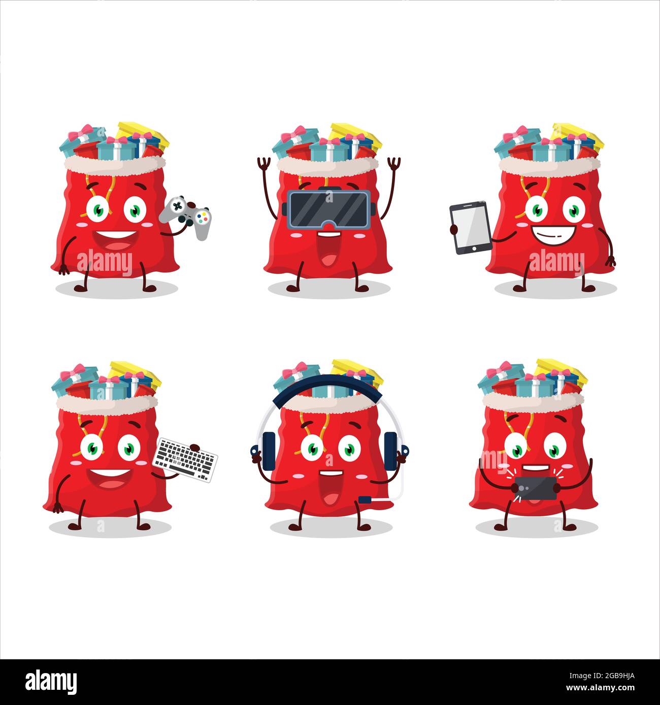 Christmas bag cartoon character are playing games with various cute ...