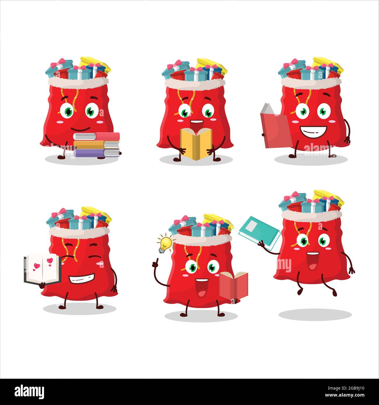 A picture of christmas bag cartoon character concept reading an amusing ...