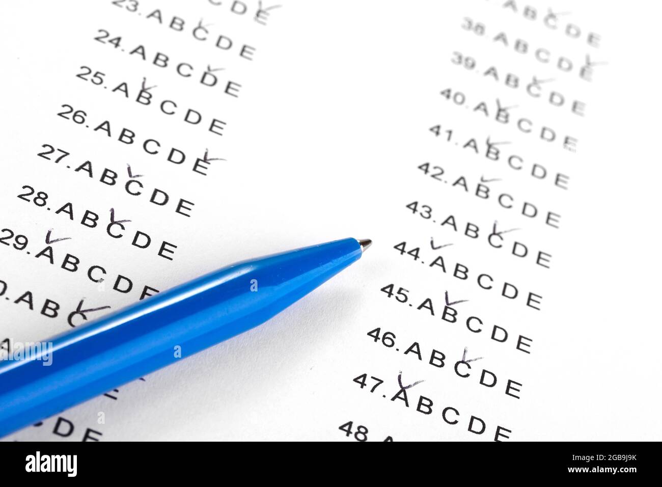 Answers to test questions close-up Stock Photo - Alamy