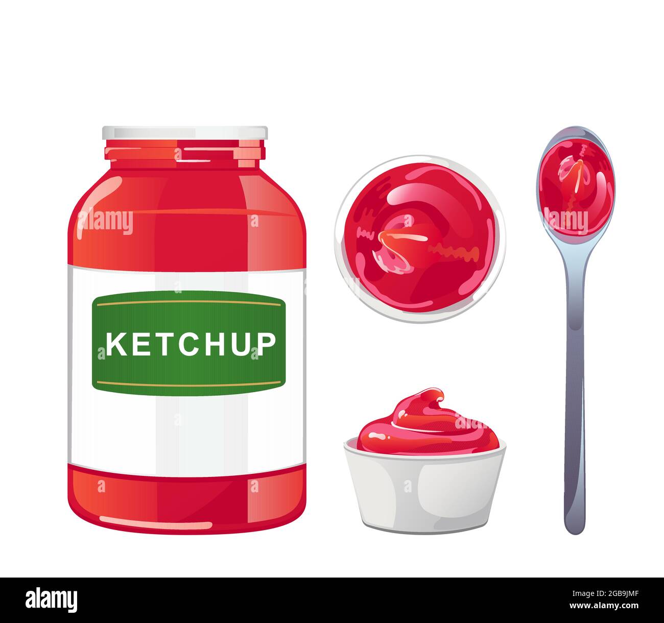 Tomato sauce jar with white lid with spoon. Red natural spicy condiment ...