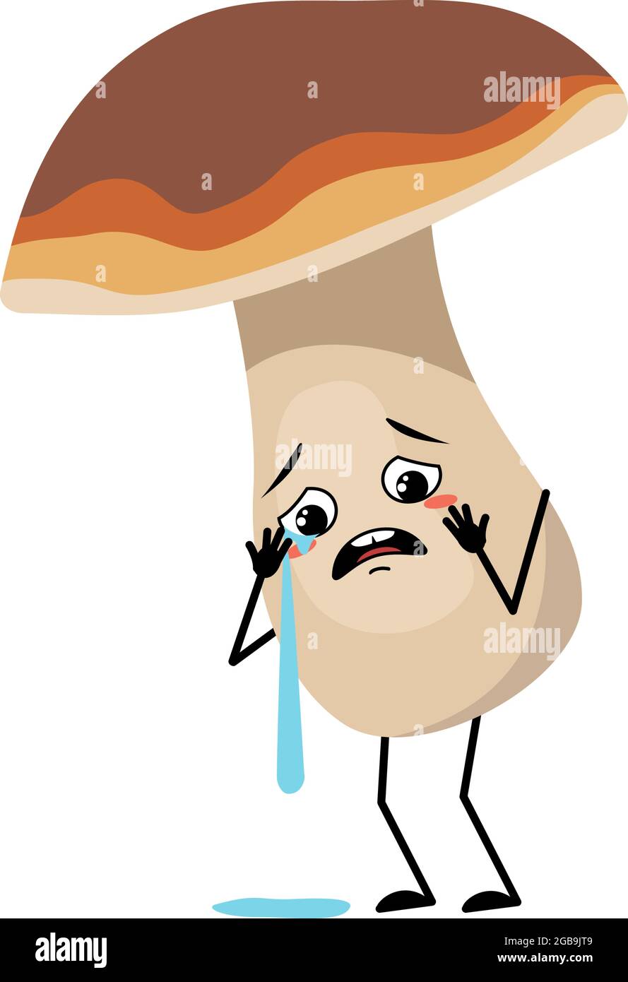 Cute mushroom character with crying and tears emotion Stock Vector ...