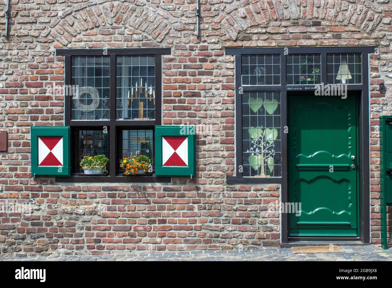 Beautiful brick house facade, Brueggen, North-Rhine Westphalia, Germany ...