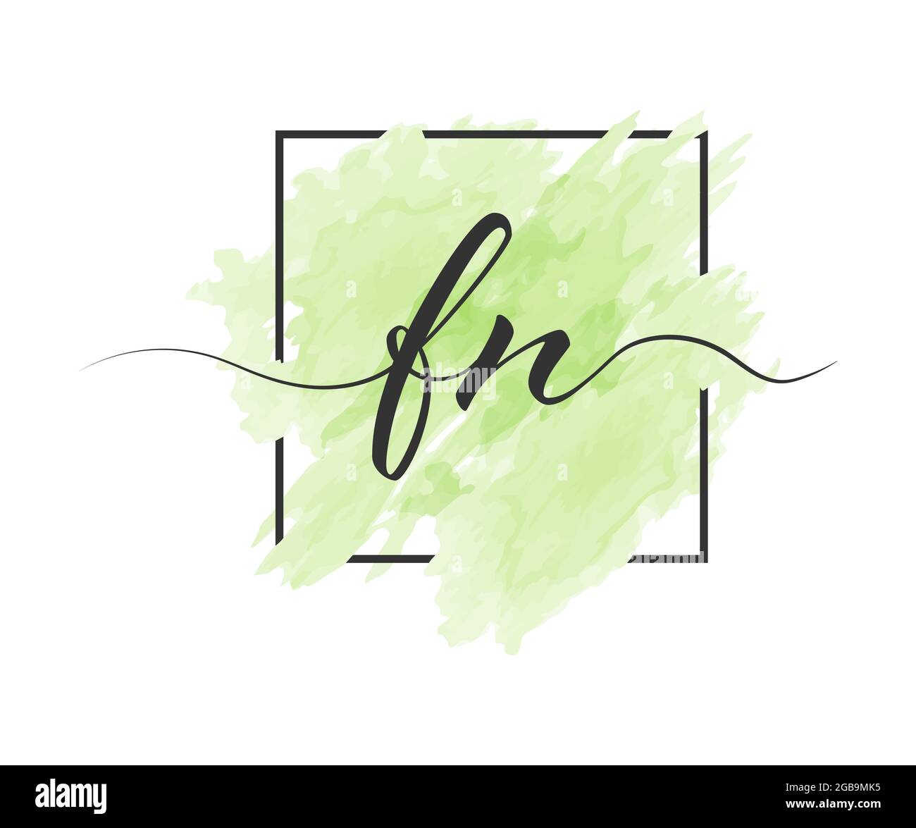 calligraphic lowercase letters F and N are written in a solid line on a ...