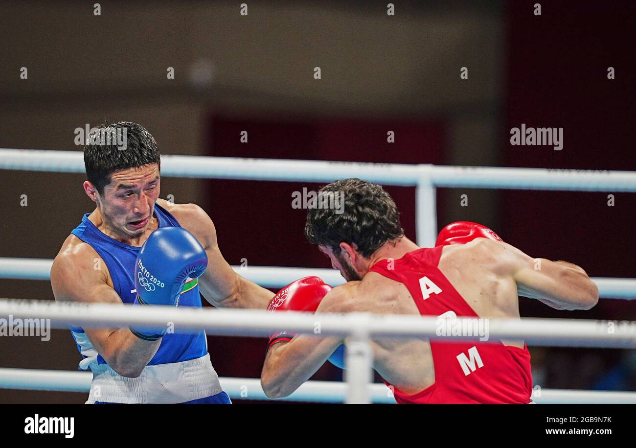 August 3, 2021: Hovhannes Bachkov against Elnur Abduraimov during ...