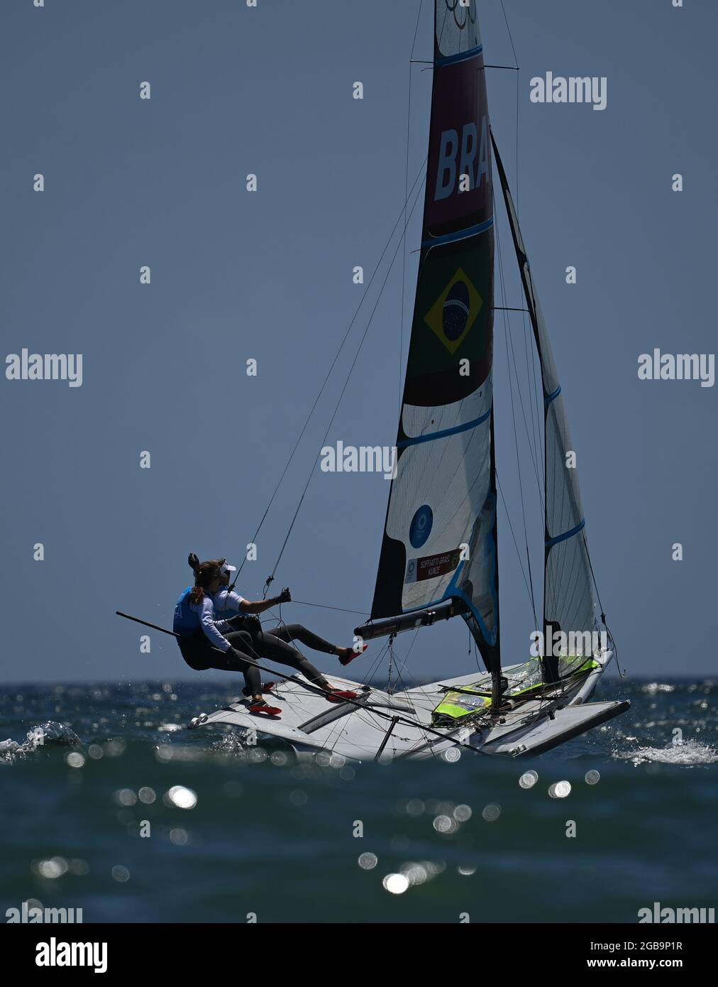 Kanagawa, Japan. 3rd Aug, 2021. Martine Grael/Kahena Kunze of Brazil ...