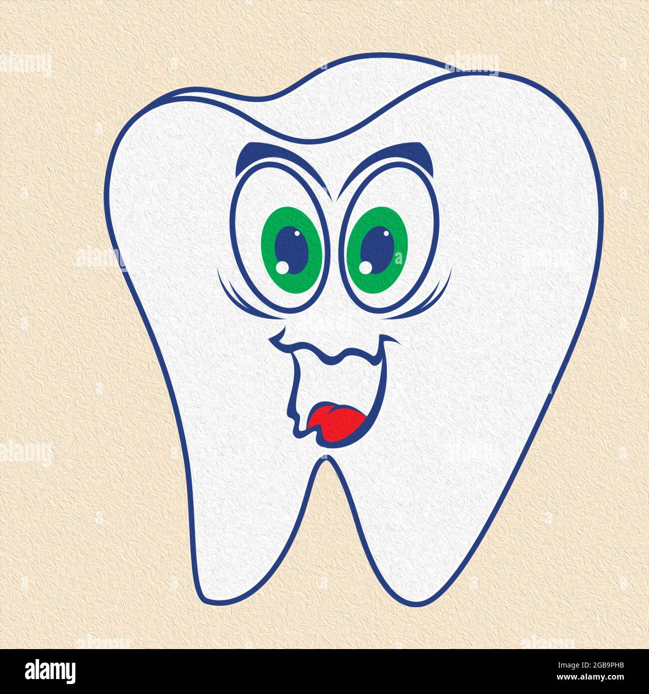 Amusing healthy cartoon tooth with smiling face, color illustration ...