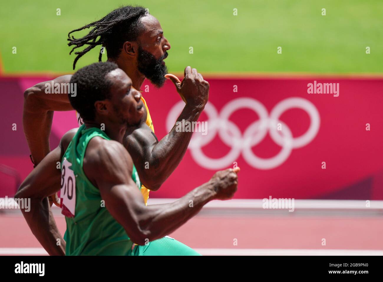 TOKYO, JAPAN - AUGUST 3: Rasheed Dwyer of Jamaica competing on Men's 200m Round 1 during the ...