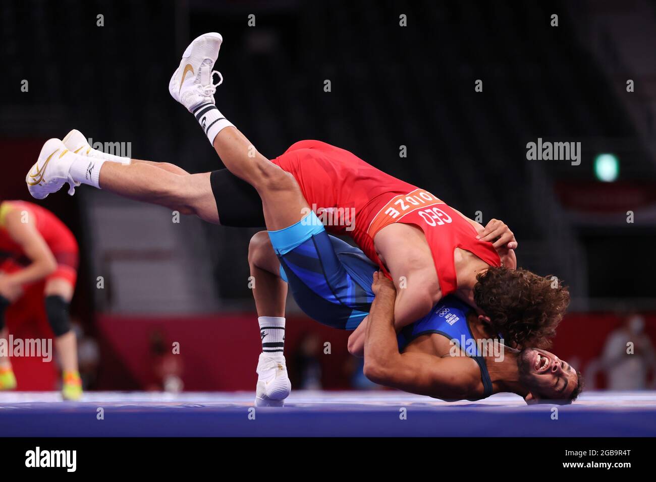 Tokyo, Japan. 3rd Aug, 2021. (Top- Bottom) Ramaz Zoidze (GEO), Aker Al ...